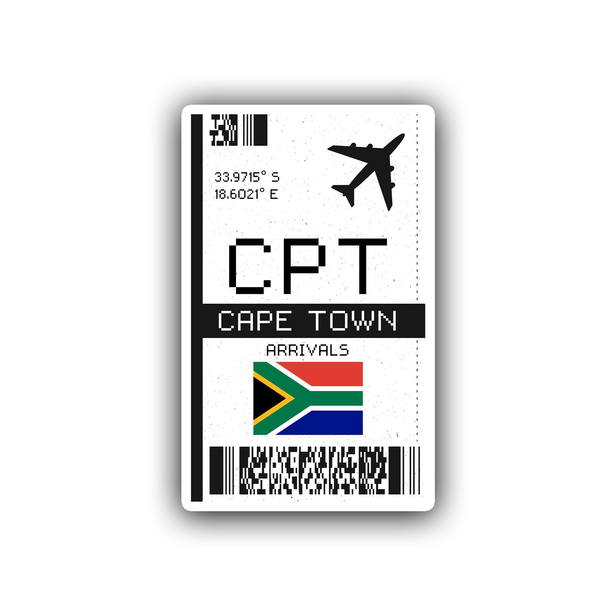 CPT Cape Town, South Africa Boarding Pass Glossy Travel Sticker ...