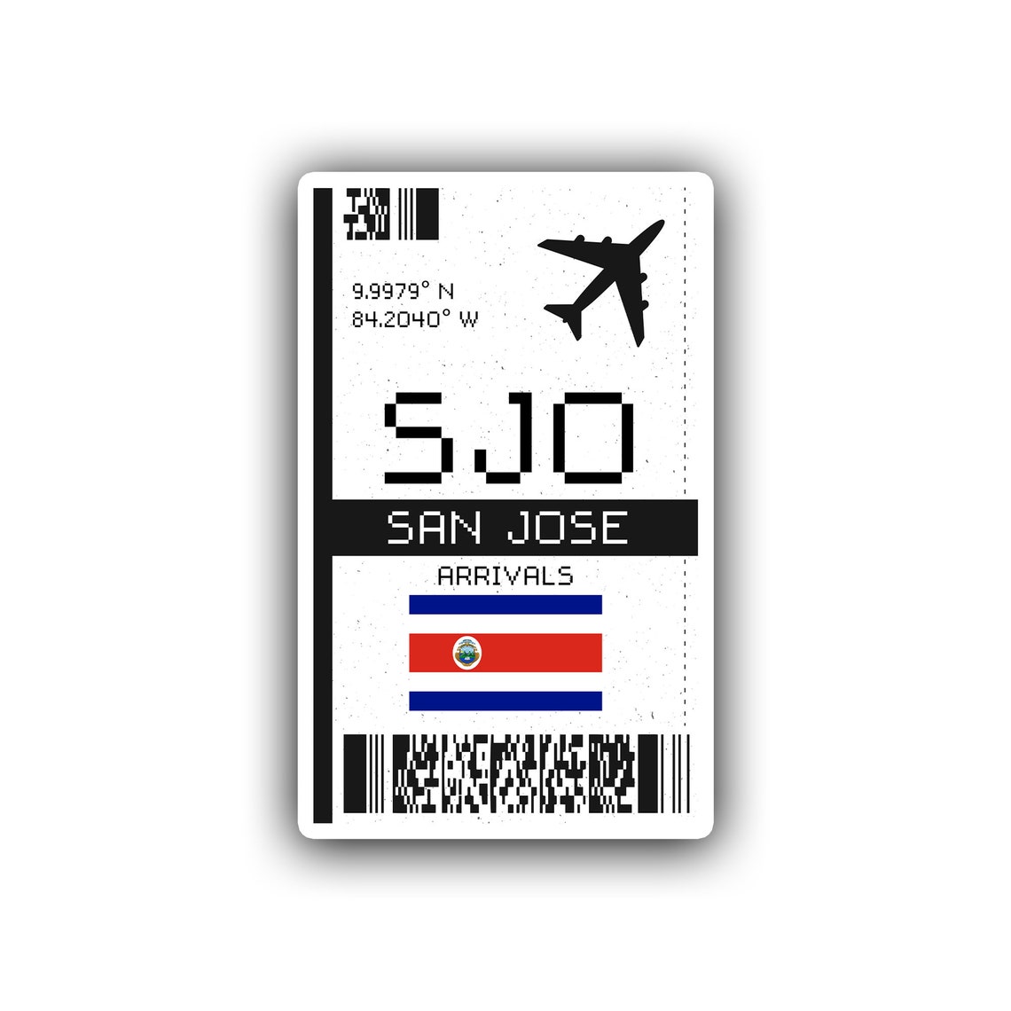 SJO San Jose, Costa Rica Boarding Pass Glossy Travel Sticker Costa Rica ...