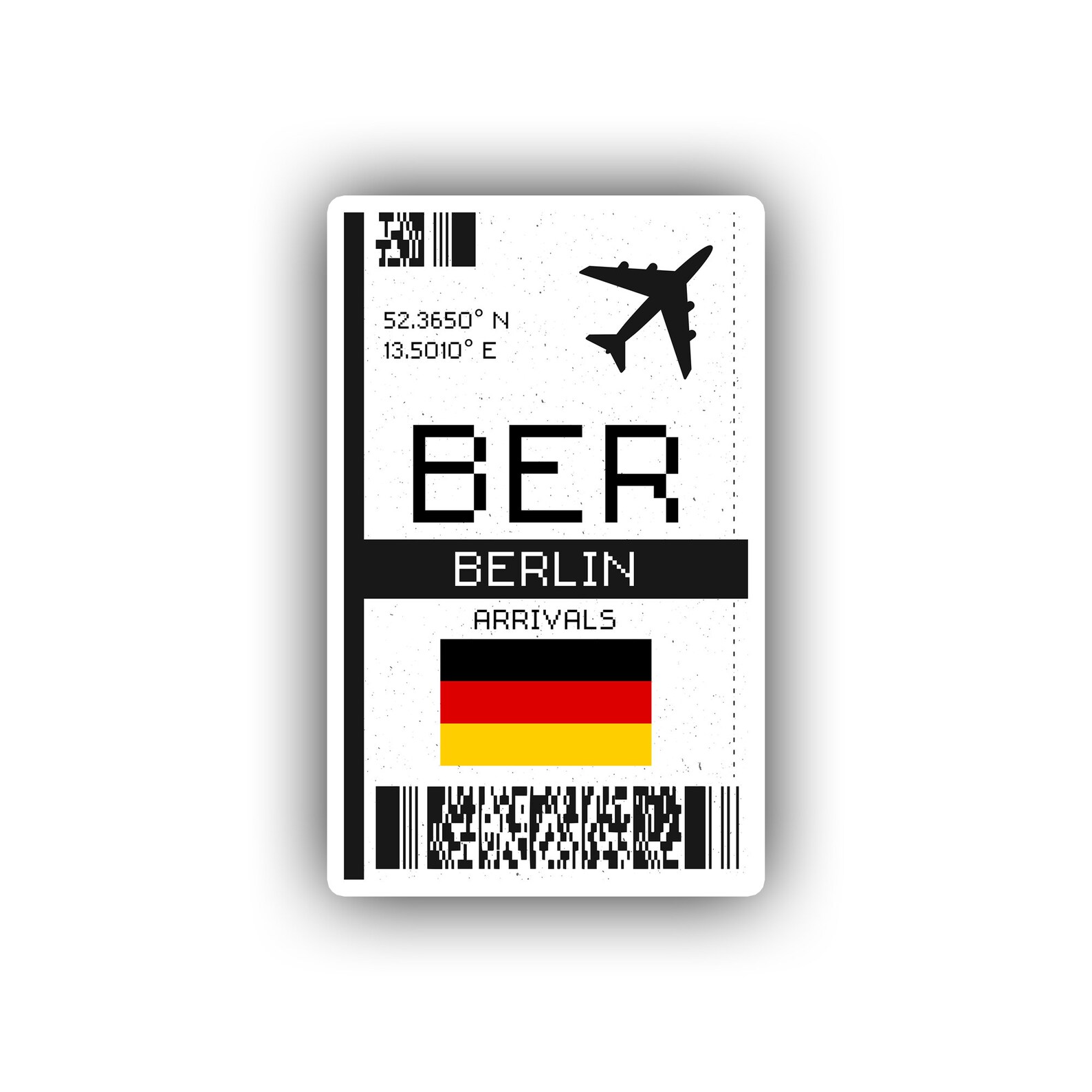BER Berlin, Germany Boarding Pass Glossy Sticker Germany Travel Sticker ...