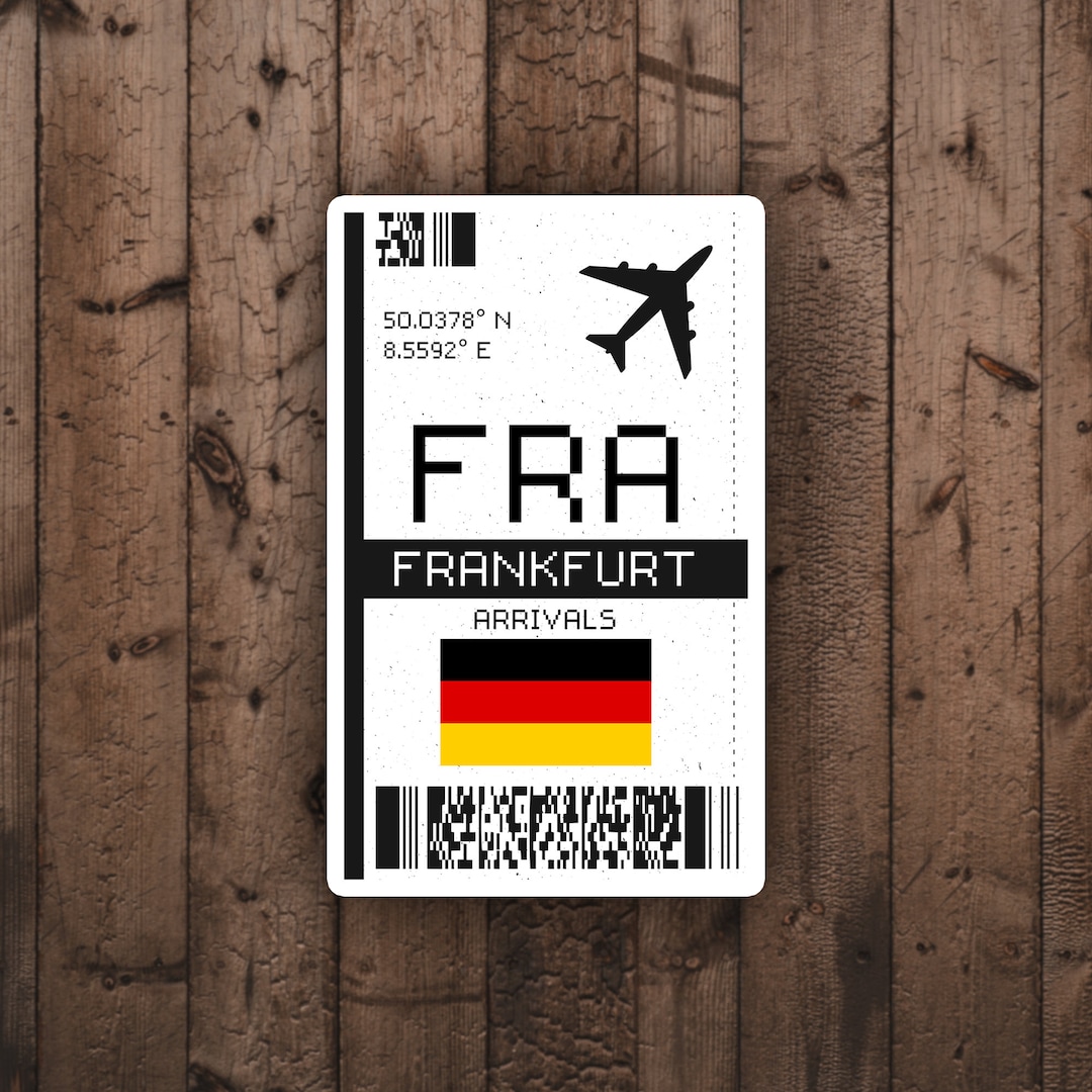 FRA Frankfurt Boarding Pass Glossy Sticker | Germany Travel Sticker ...