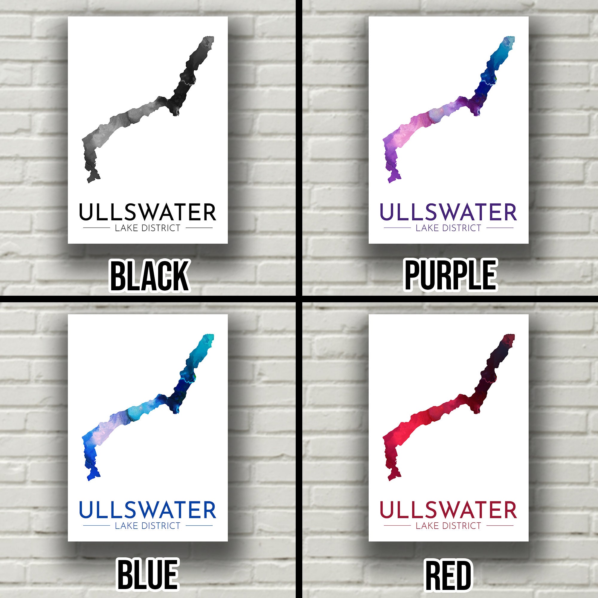 Ullswater Lake Map A4 Glossy Print Lake District Print Lake Outline ...