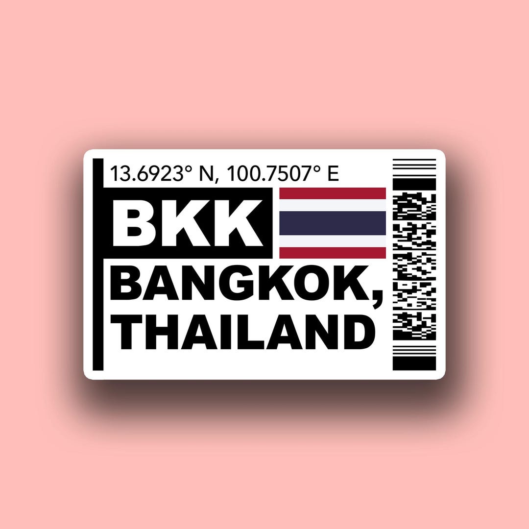 BKK Bangkok Boarding Pass Glossy Sticker - Thailand, Asia Travel ...