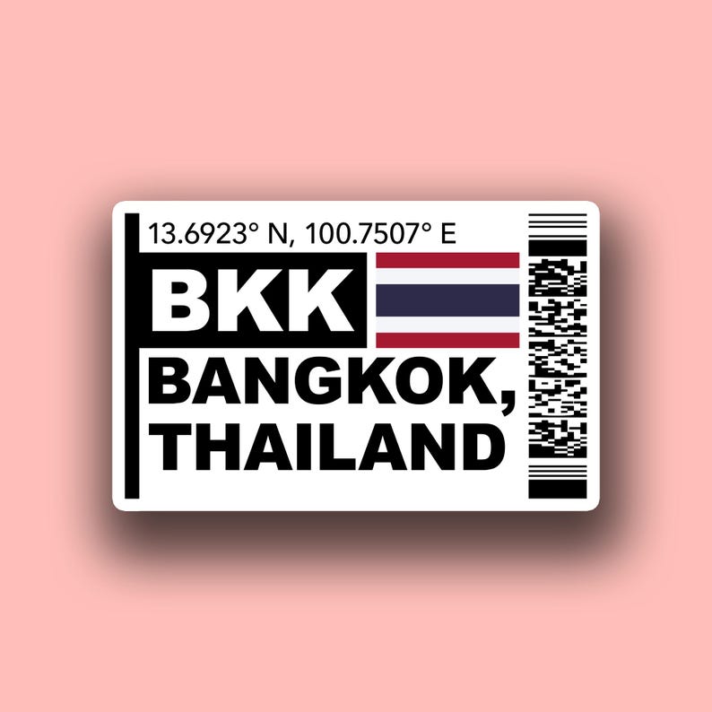 BKK Bangkok Boarding Pass Glossy Sticker | Thailand City Travel Sticker ...