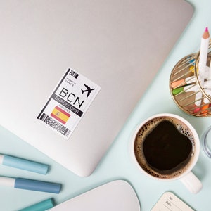 BCN Barcelona Boarding Pass Glossy Travel Sticker | Spain Travel ...