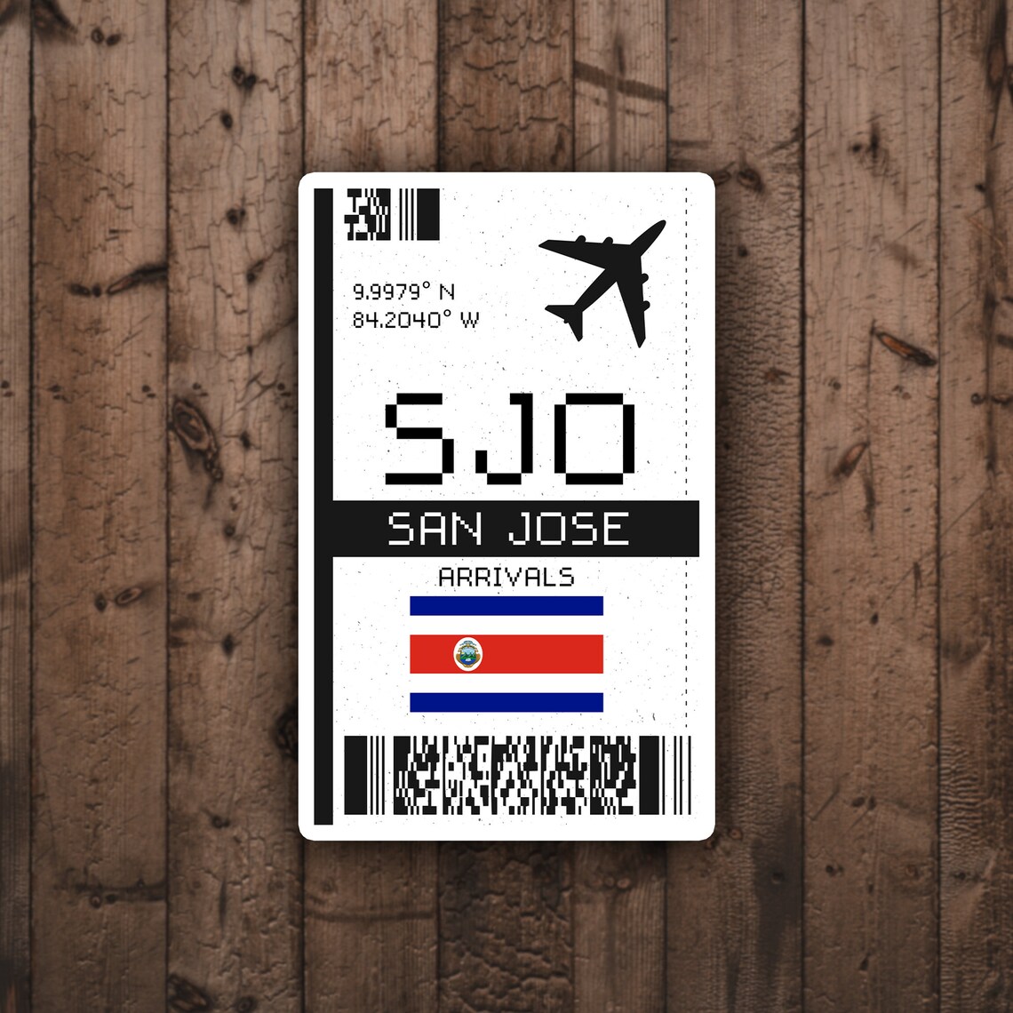 SJO San Jose, Costa Rica Boarding Pass Glossy Travel Sticker Costa Rica ...