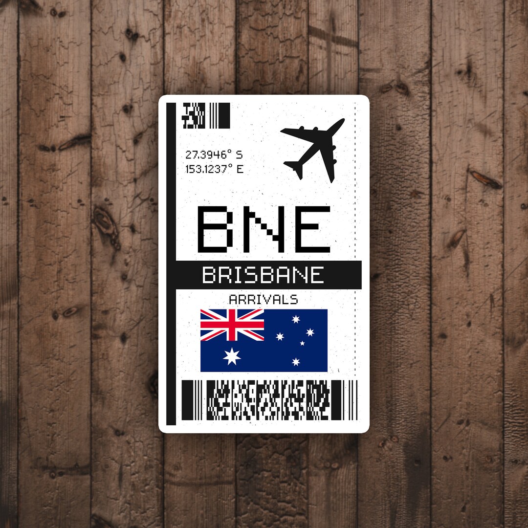 BNE Brisbane Boarding Pass Glossy Sticker | Australia Travel Sticker ...