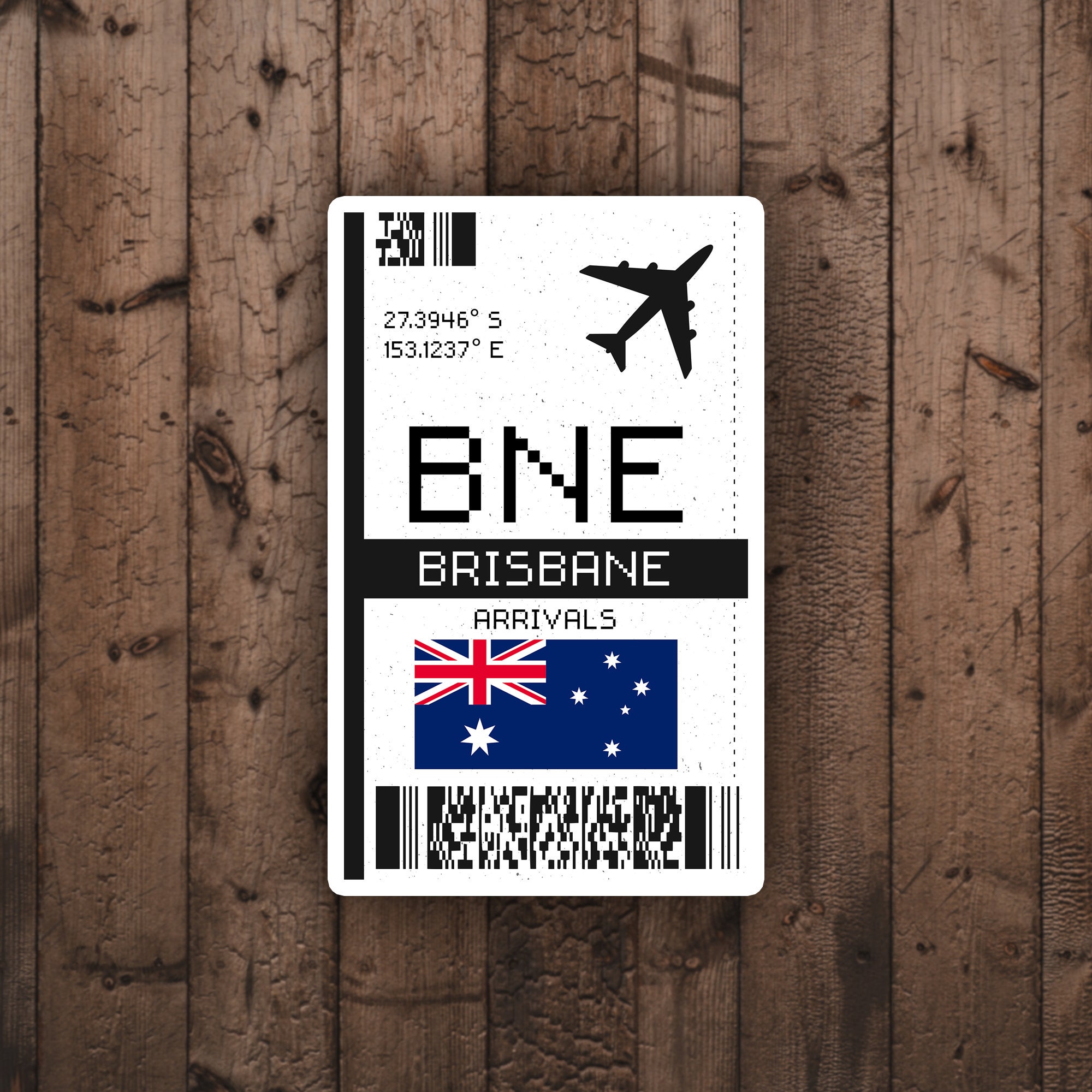 BNE Brisbane Boarding Pass Glossy Sticker Australia Travel Sticker ...