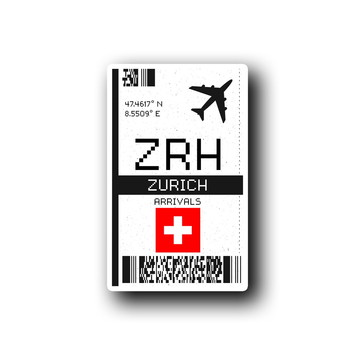 ZRH Zurich Switzerland Boarding Pass Glossy Travel Sticker - Etsy