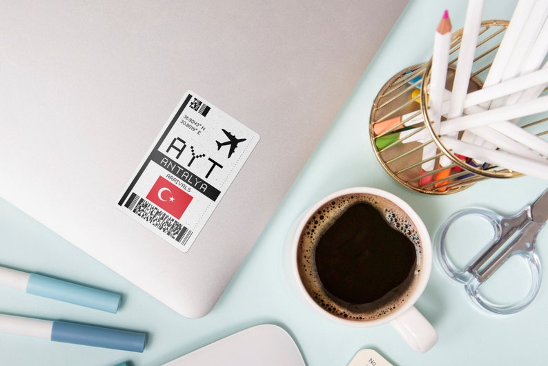 AYT Antalya, Turkey Boarding Pass Glossy Sticker | Turkey Travel ...