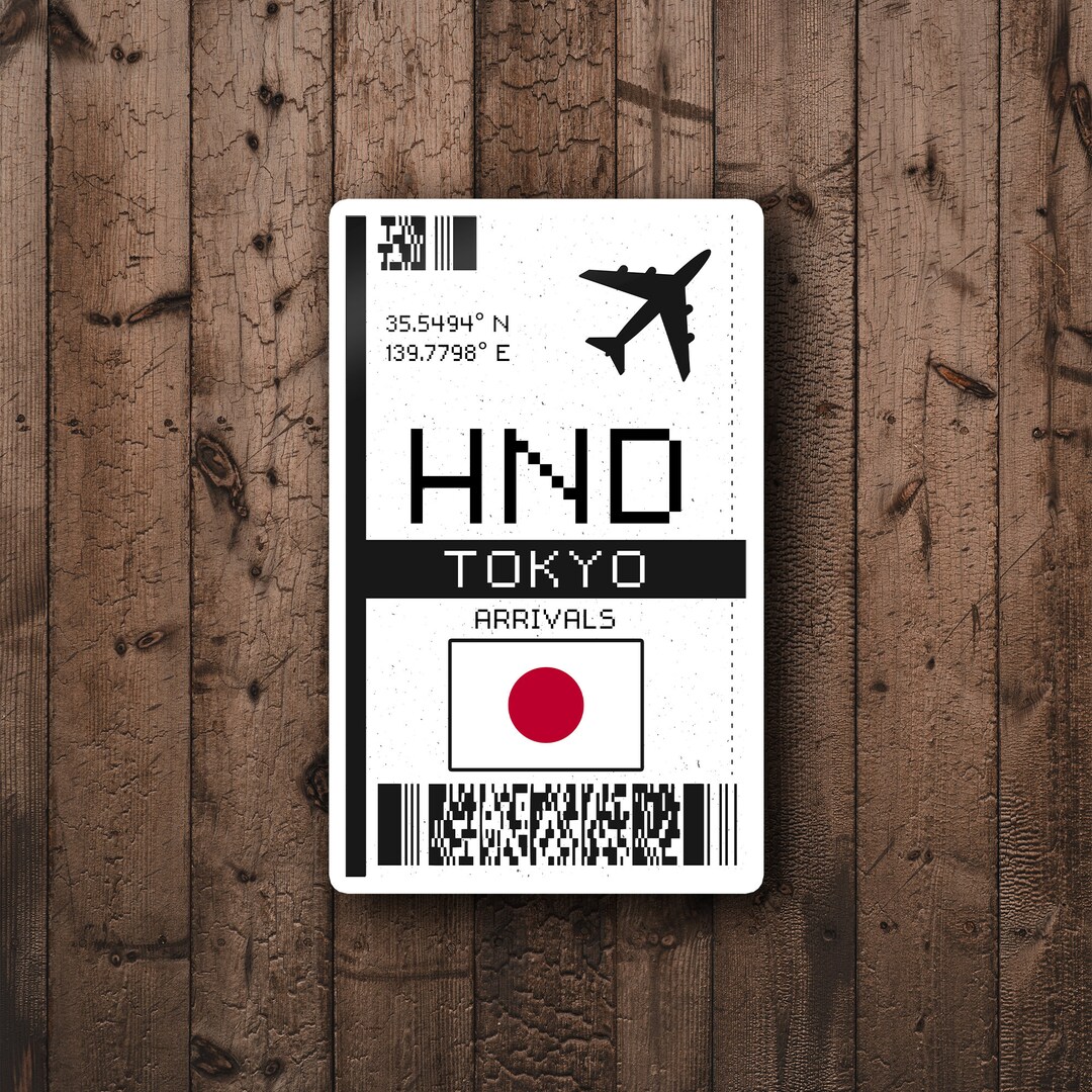 HND Tokyo, Japan Boarding Pass Glossy Travel Sticker | Japan Travel ...