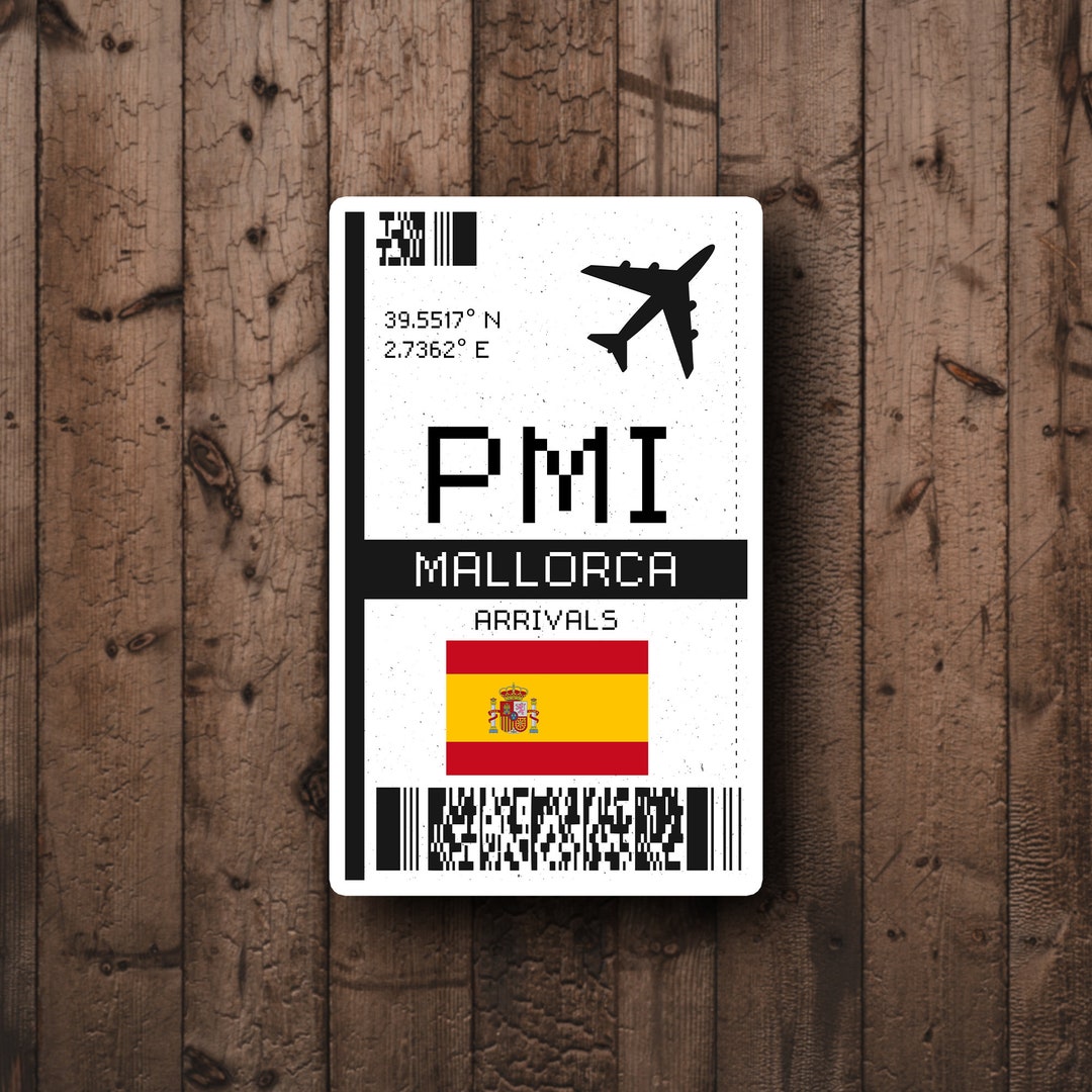 PMI Mallorca, Spain Boarding Pass Glossy Travel Sticker | Palma De ...