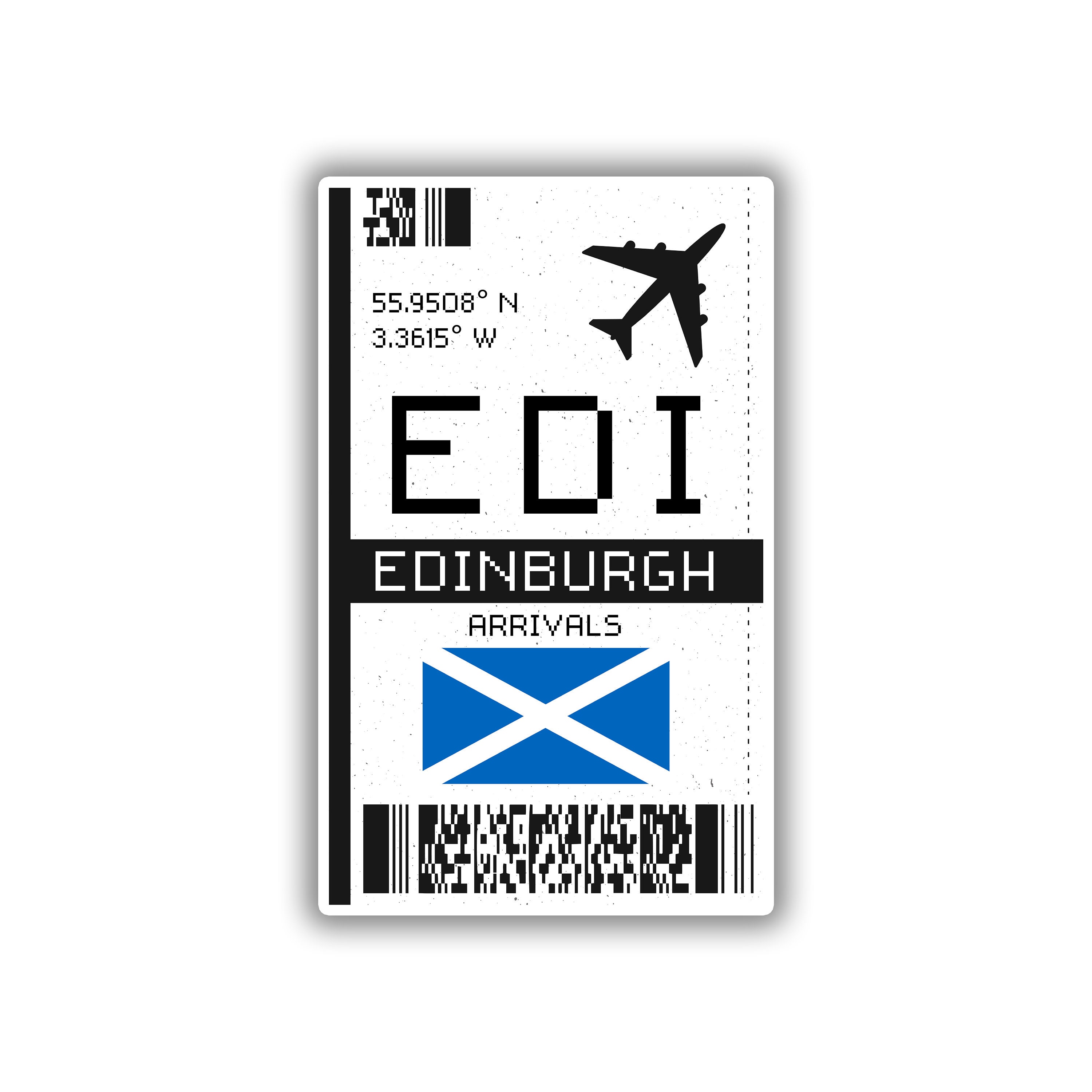 EDI Edinburgh Airport Boarding Pass Glossy Sticker | Scotland Flag ...