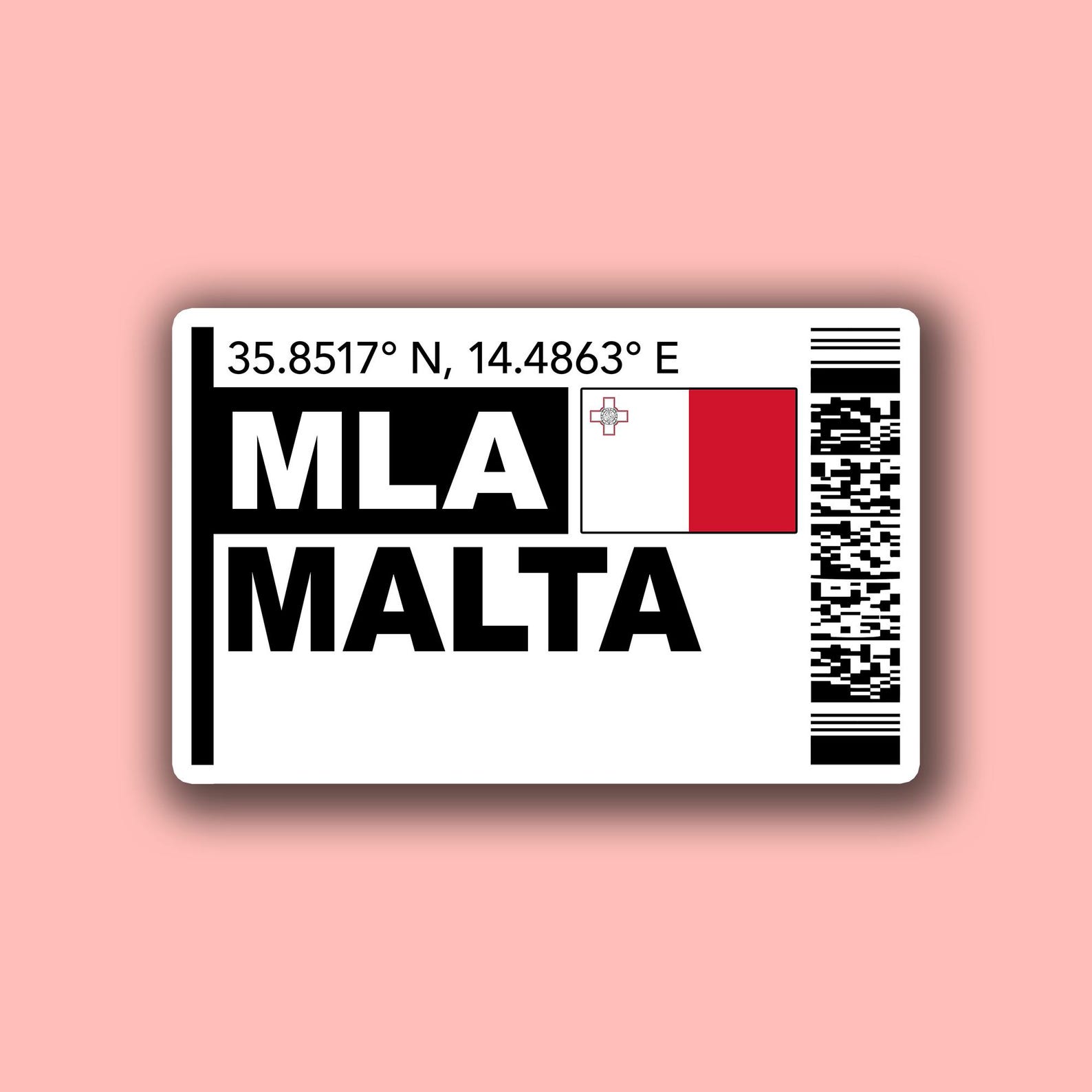 MLA Malta Boarding Pass Glossy Travel Sticker | Malta Sticker | Airport ...