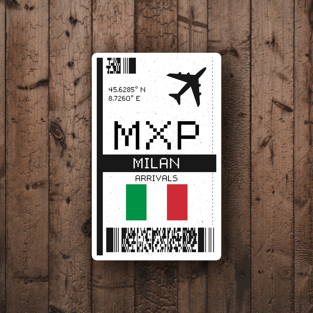 MXP Milan, Italy Boarding Pass Glossy Sticker | Italy Travel Sticker ...