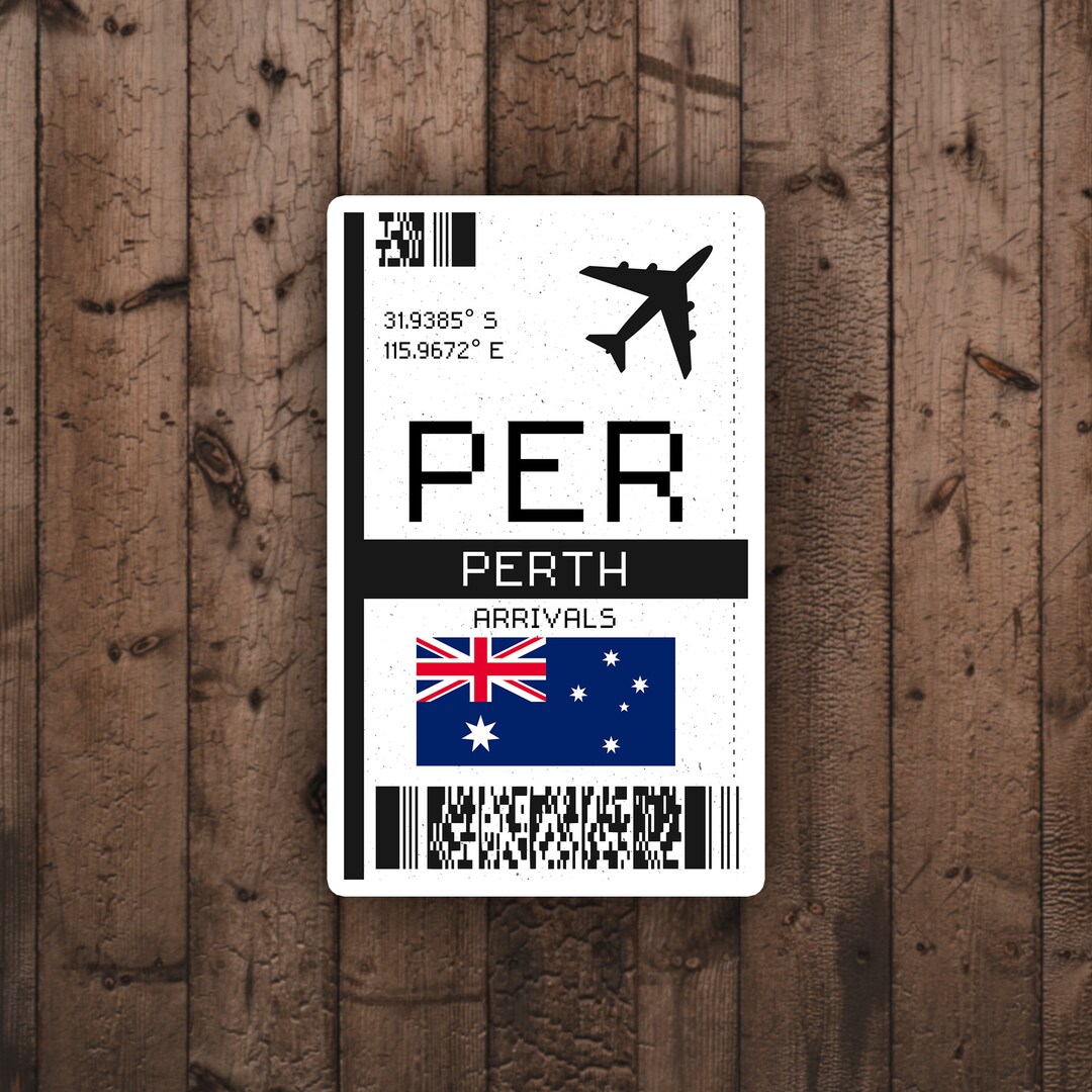 PER Perth, Australia Boarding Pass Glossy Sticker | Australia Travel ...
