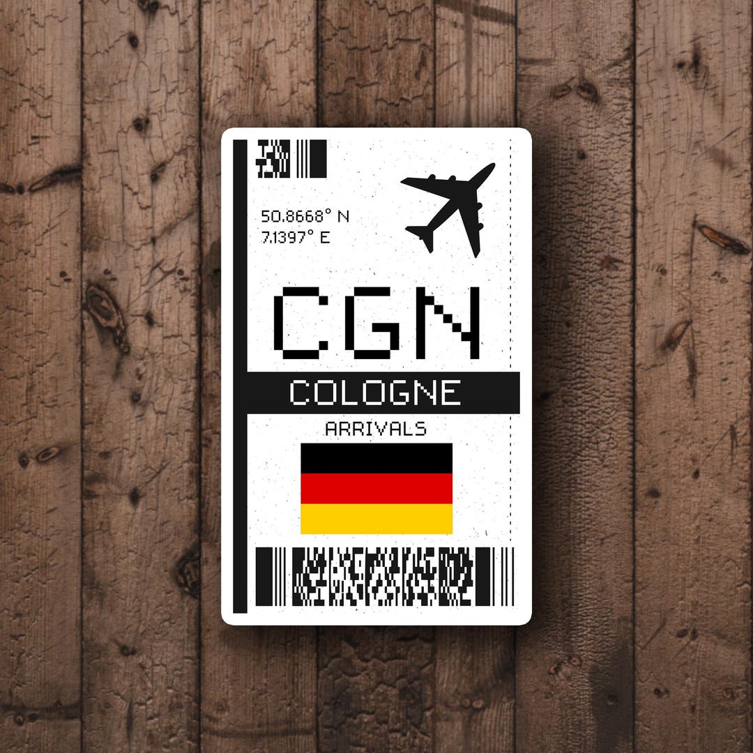 CGN Cologne Boarding Pass Glossy Sticker | Germany Travel Sticker ...