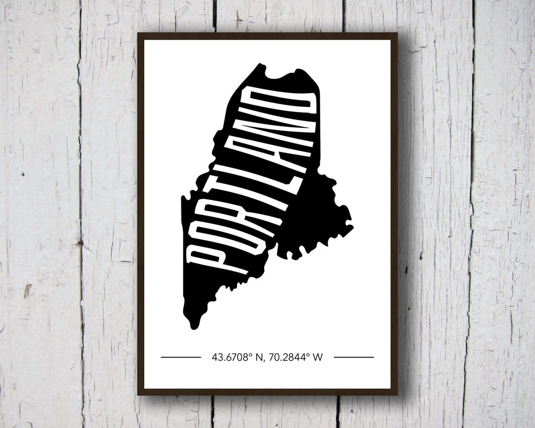 Portland, Maine Abstract Map Glossy Print | American Travel Print ...