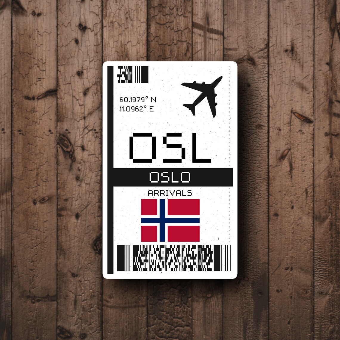 OSL Oslo, Norway Boarding Pass Glossy Sticker - Norwegian Airport ...