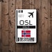 OSL Oslo, Norway Boarding Pass Glossy Sticker - Norwegian Airport ...