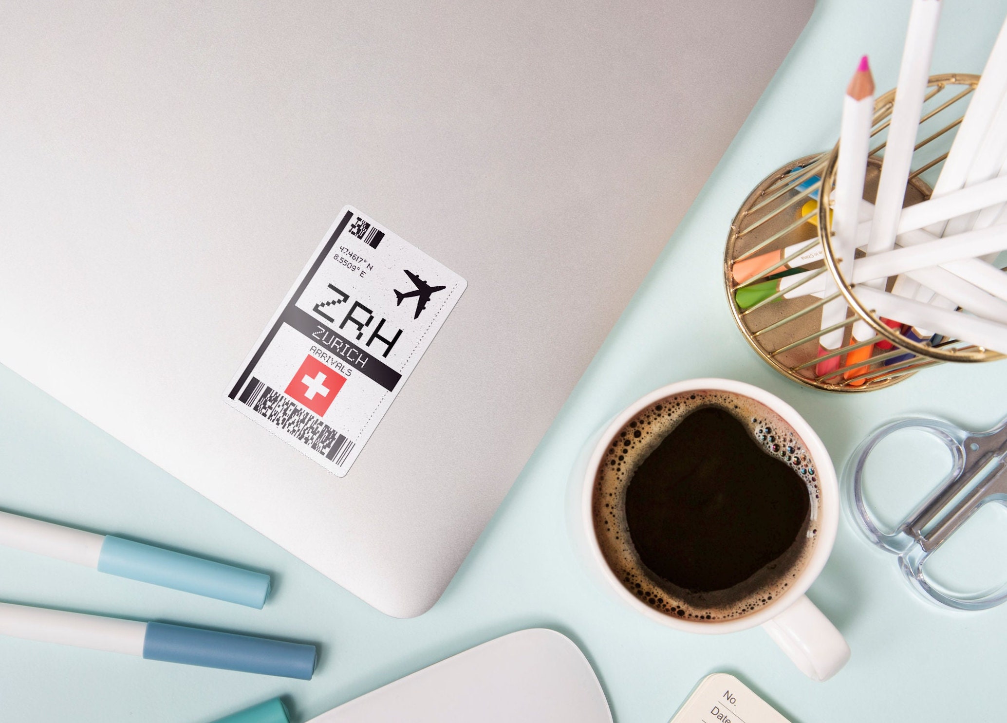 ZRH Zurich, Switzerland Boarding Pass Glossy Travel Sticker ...
