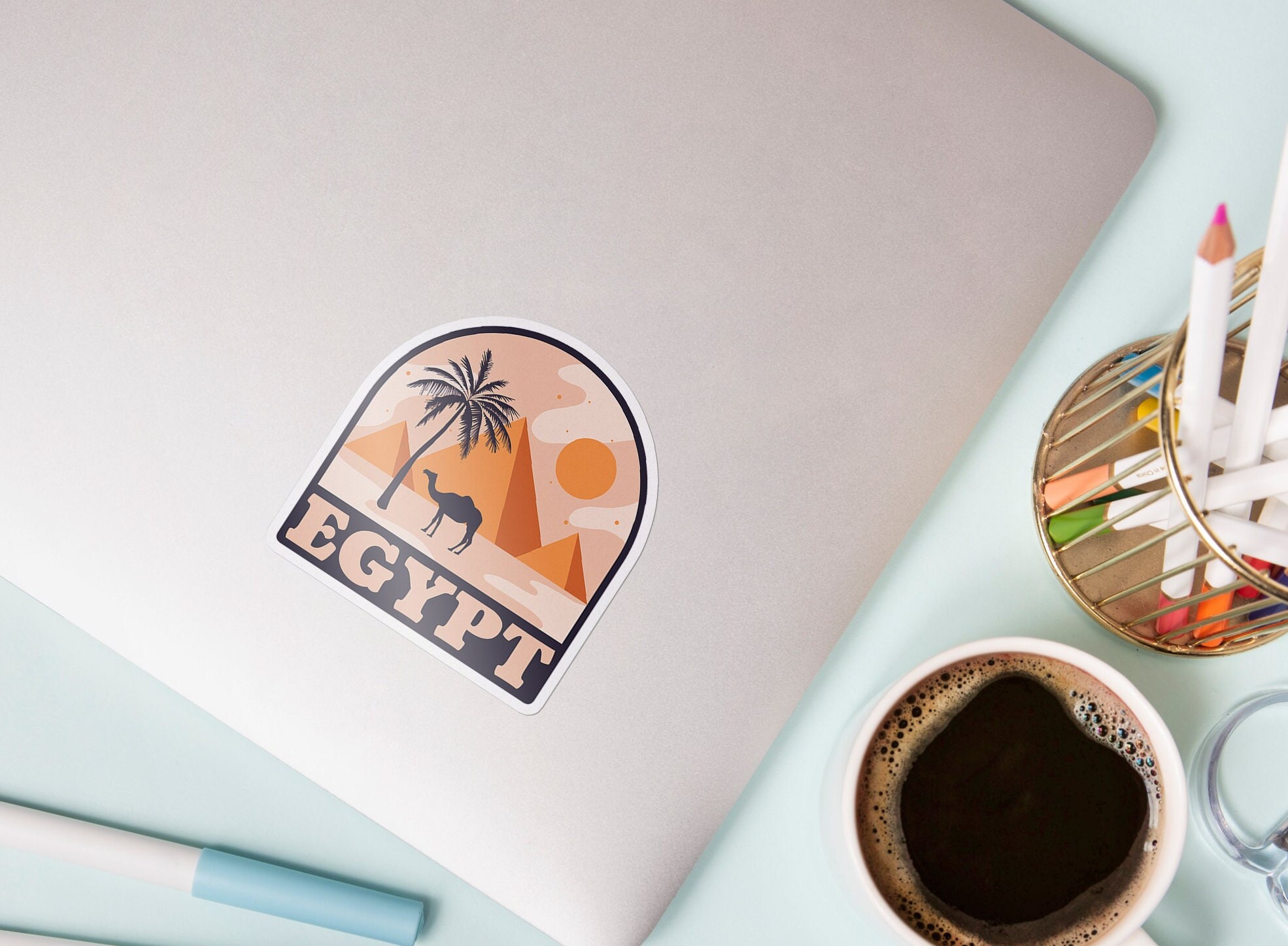 Egypt Pyramids Glossy Sticker Retro Travel Sticker Pyramid Sticker ...