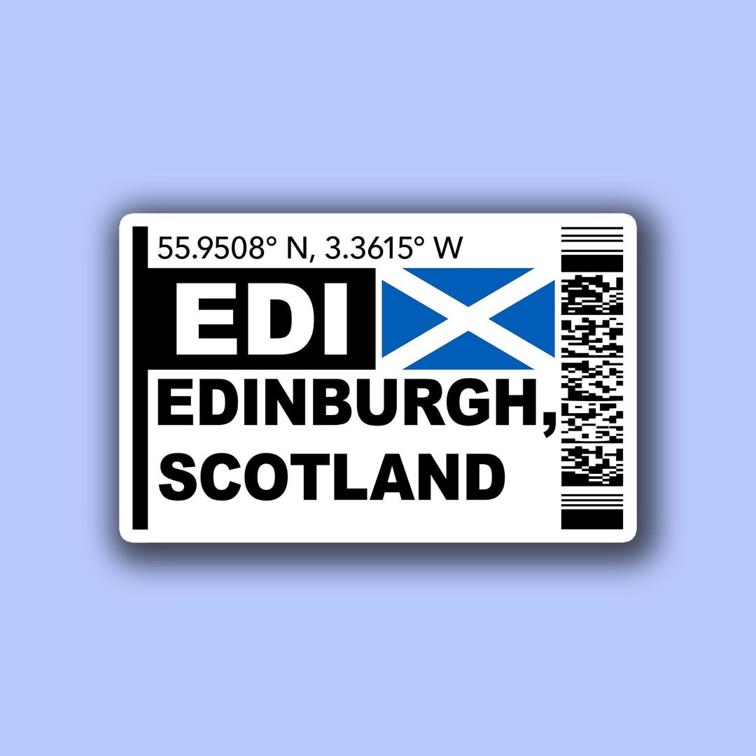 EDI Edinburgh Boarding Pass Glossy Sticker - Scotland Airport Travel ...
