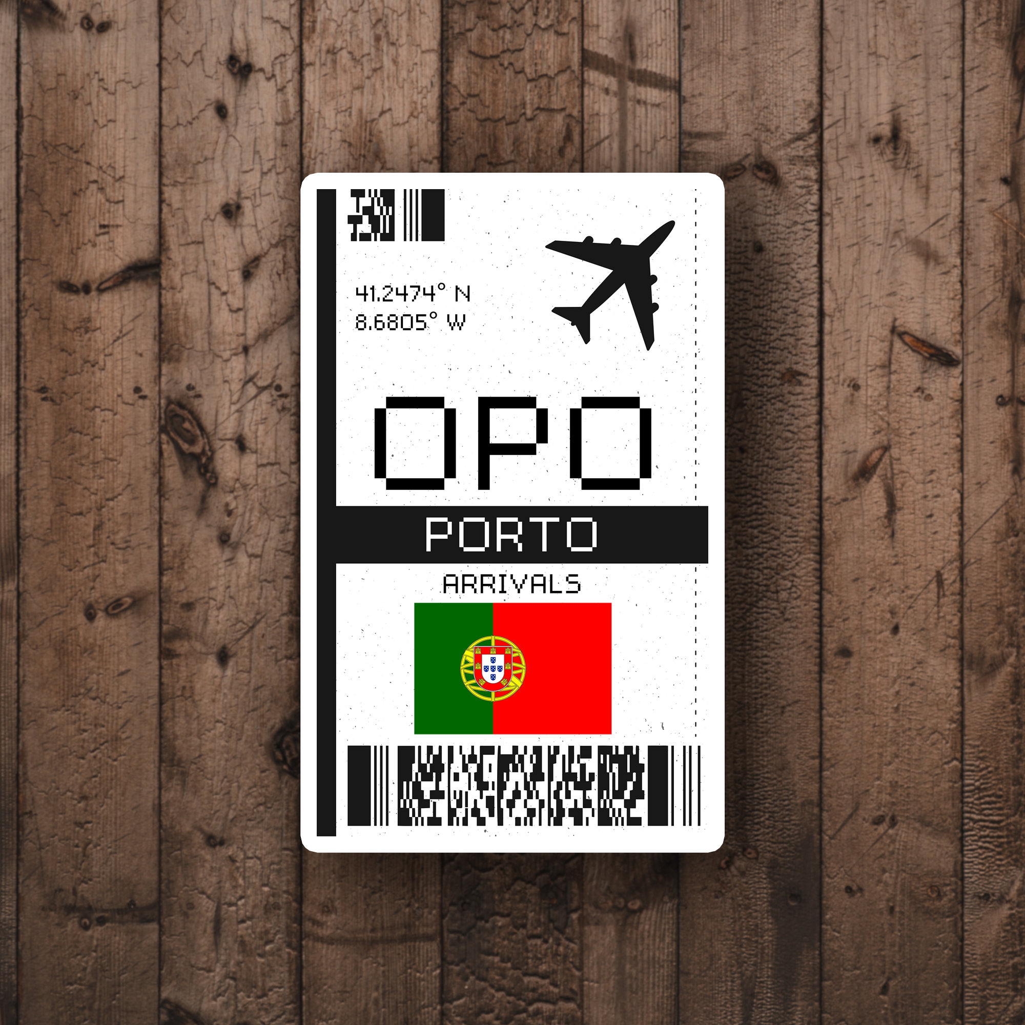 OPO Porto, Portugal Boarding Pass Glossy Sticker Portugal Travel ...