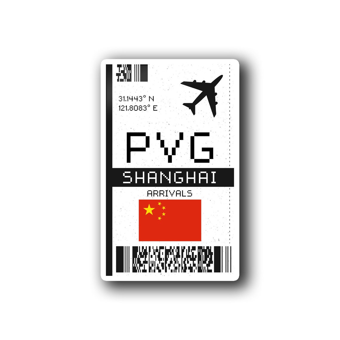 PVG Shanghai, China Boarding Pass Glossy Sticker China Travel Sticker ...