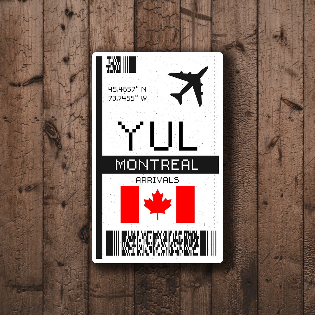 YUL Montreal Airport Arrivals Glossy Sticker | Boarding Pass Sticker ...