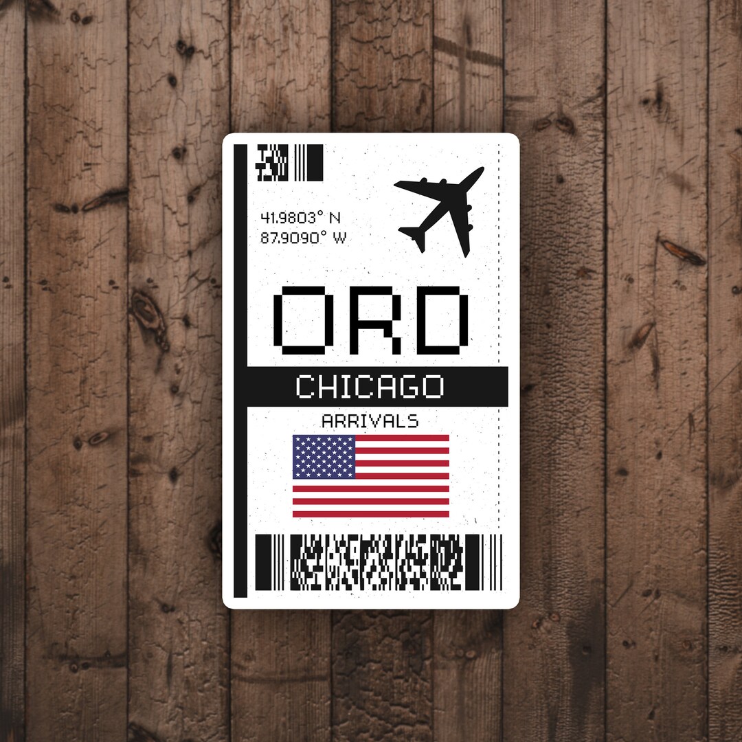 ORD Chicago, Illinois Boarding Pass Glossy Sticker | Illinois Travel ...