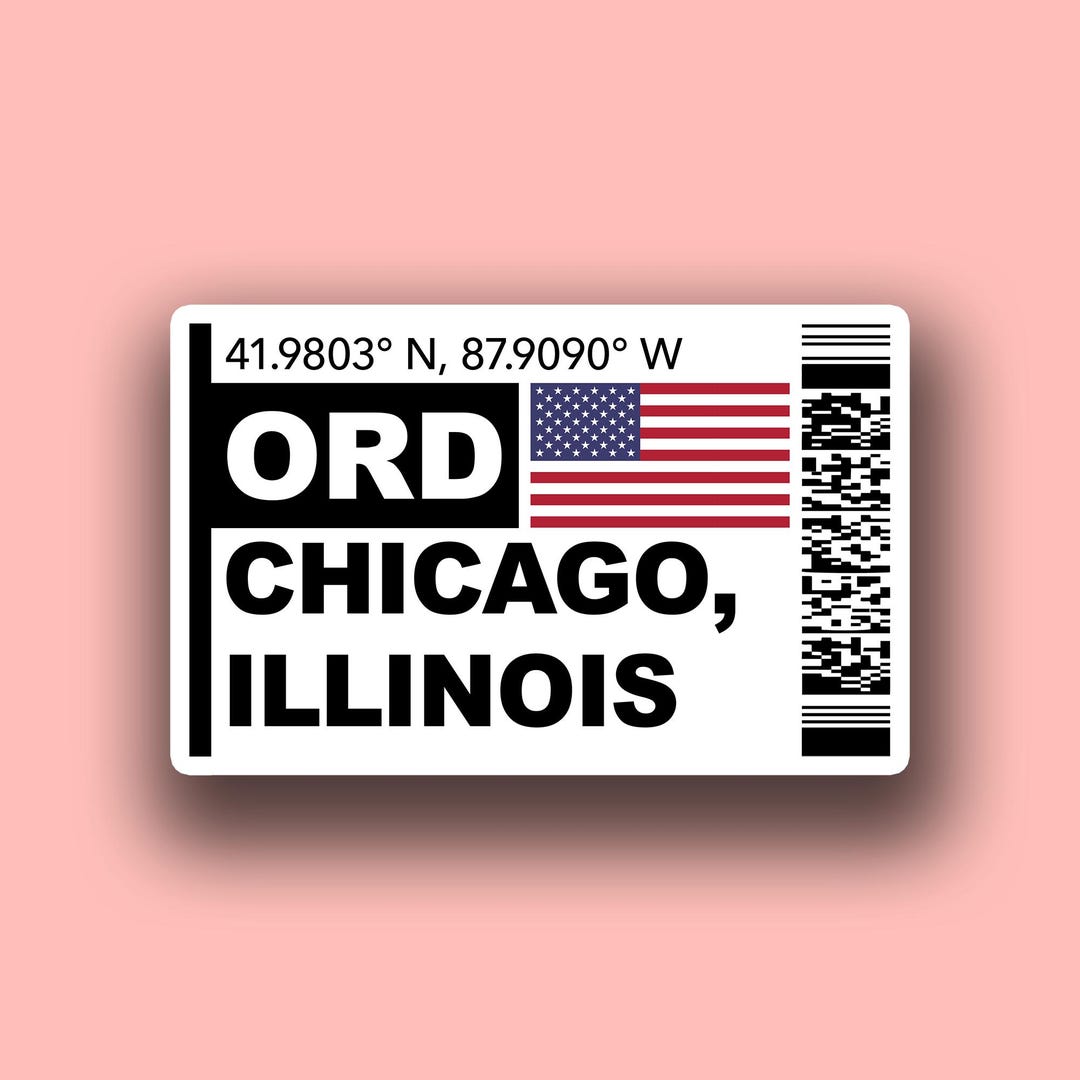 ORD Chicago, Illinois Boarding Pass Glossy Sticker | Illinois Travel ...