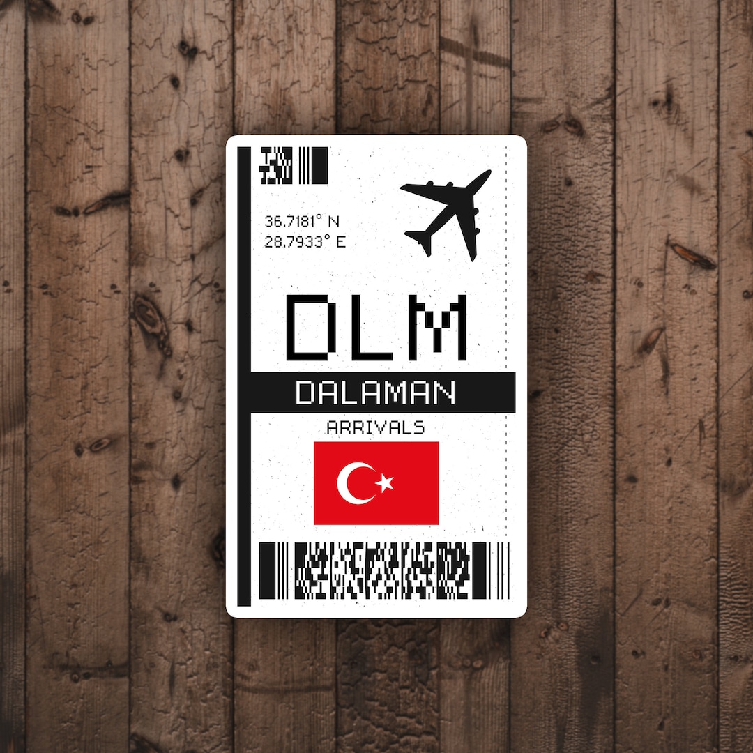 DLM Dalaman, Turkey Boarding Pass Glossy Sticker | Turkey Travel ...
