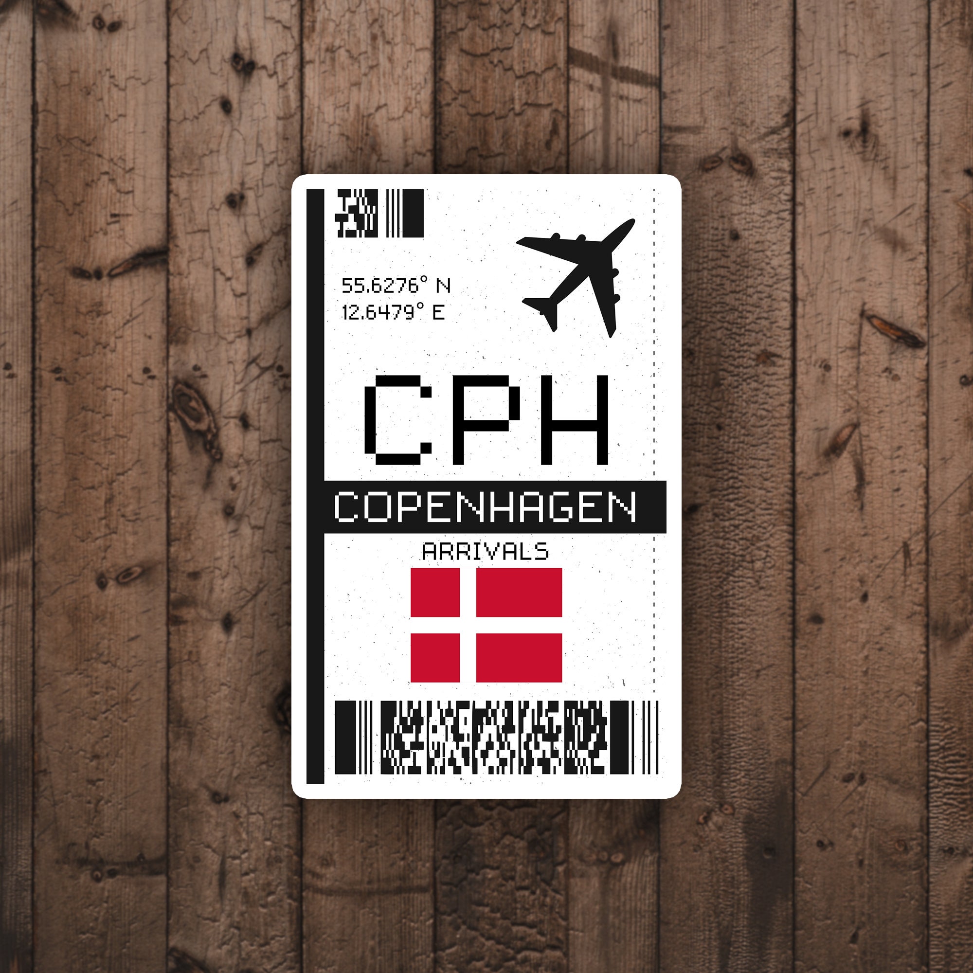 CPH Copenhagen Boarding Pass Glossy Travel Sticker | Denmark Travel ...