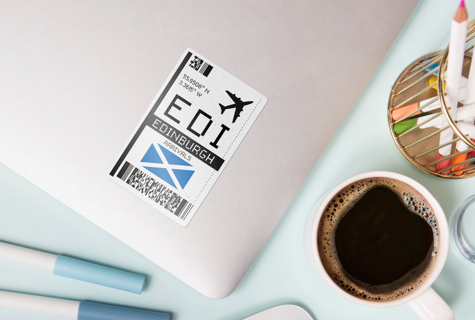 EDI Edinburgh Airport Boarding Pass Glossy Sticker | Scotland Flag ...