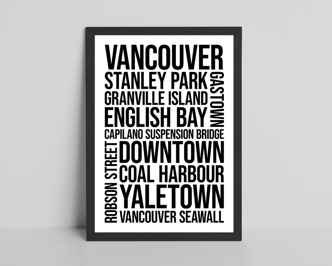 Vancouver Word Art Glossy Print | Canada Typography Travel Print ...