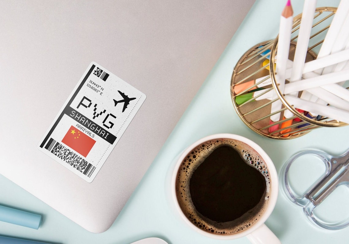 PVG Shanghai, China Boarding Pass Glossy Sticker | China Travel Sticker ...