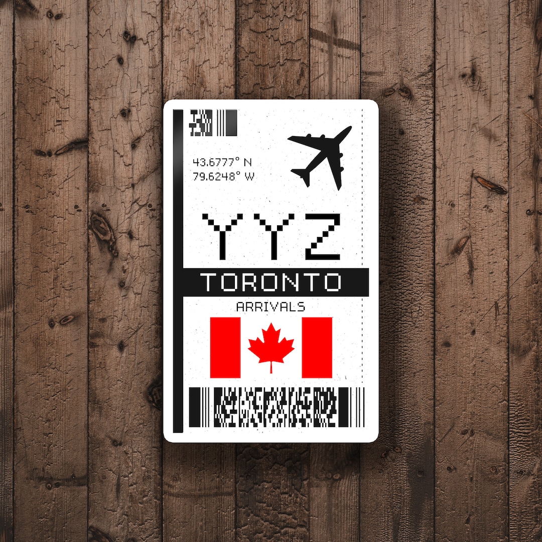 YYZ Toronto, Canada Airport Boarding Pass Glossy Sticker | Canadian ...