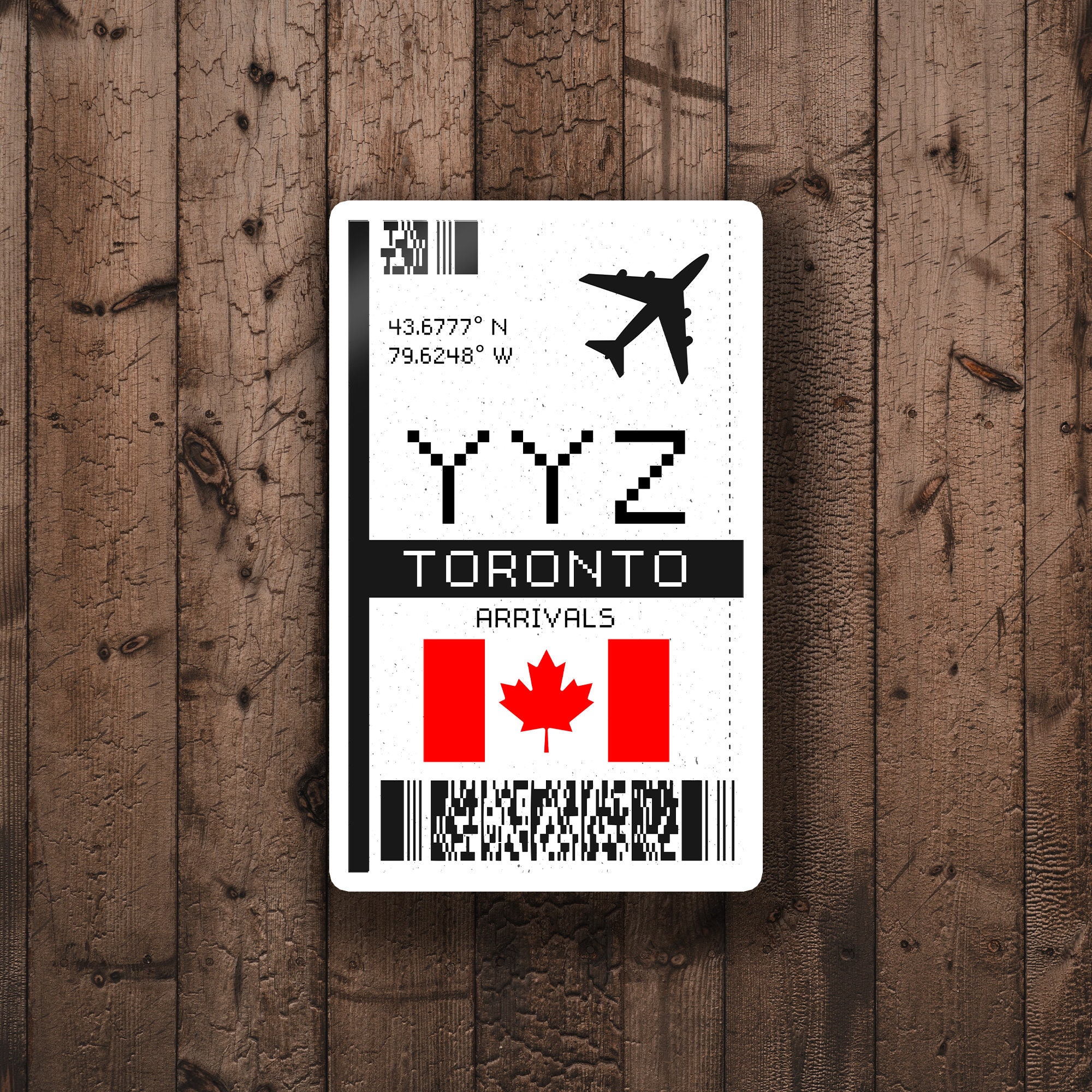 YYZ Toronto, Canada Airport Boarding Pass Glossy Sticker Canadian City ...