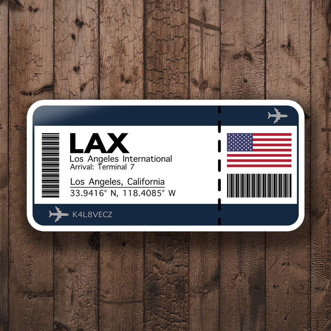 LAX Los Angeles Airport Boarding Pass Glossy Sticker California Travel ...