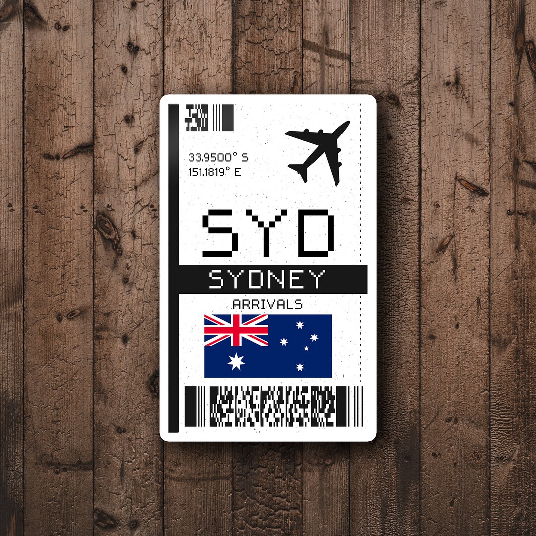 SYD Sydney, Australia Boarding Pass Glossy Sticker | Airport Pass ...