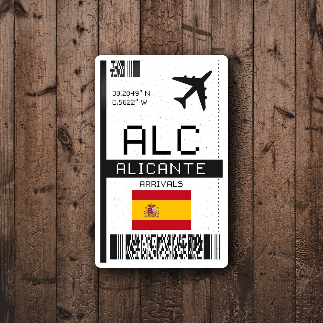 ALC Alicante Boarding Pass Glossy Travel Sticker | Spain Travel Sticker ...