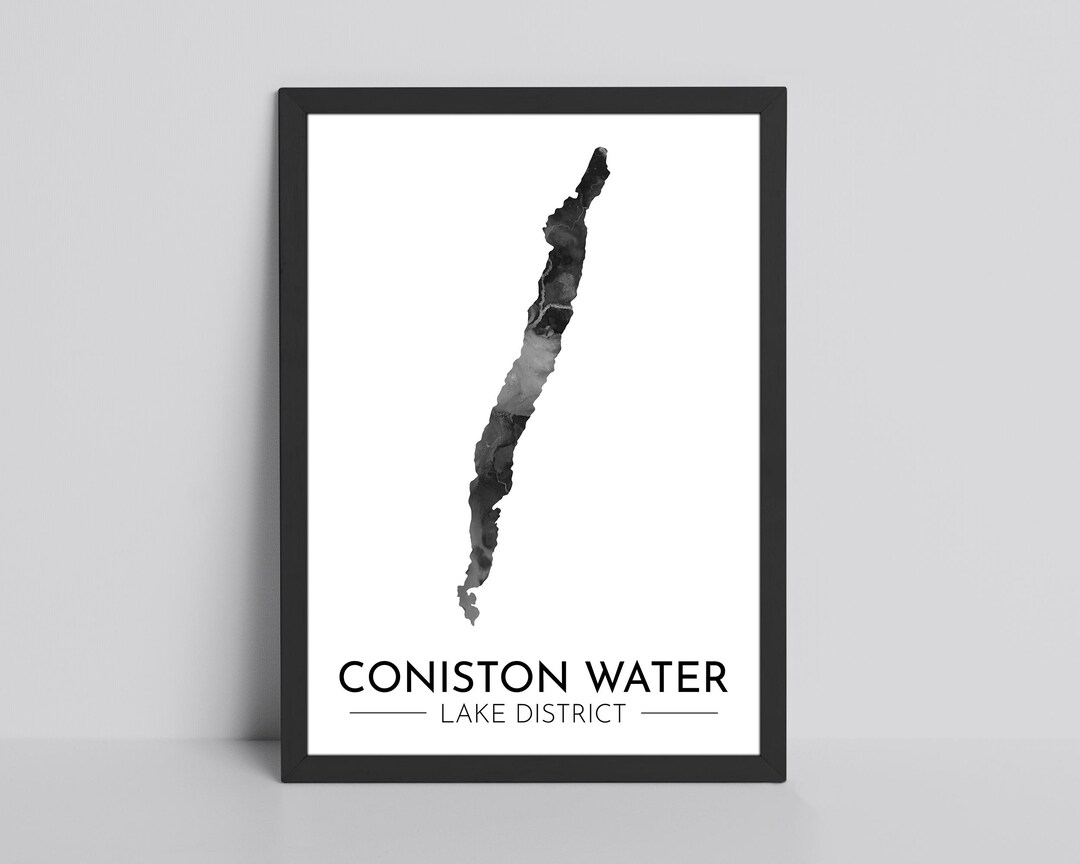 Coniston Water Map Glossy Print | Lake District Print | Lake Outline ...