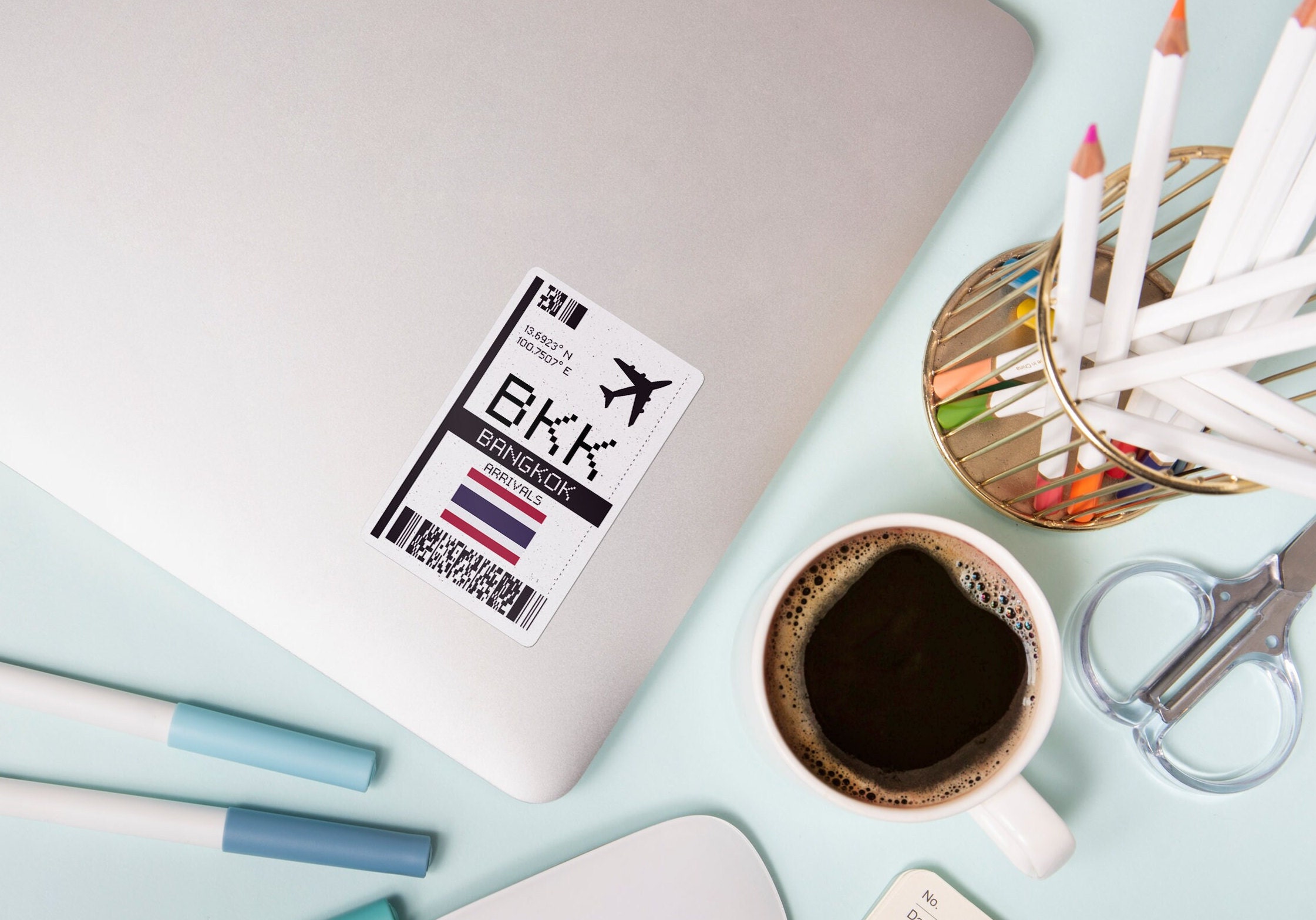 BKK Bangkok, Thailand Boarding Pass Glossy Sticker | Thailand Travel ...