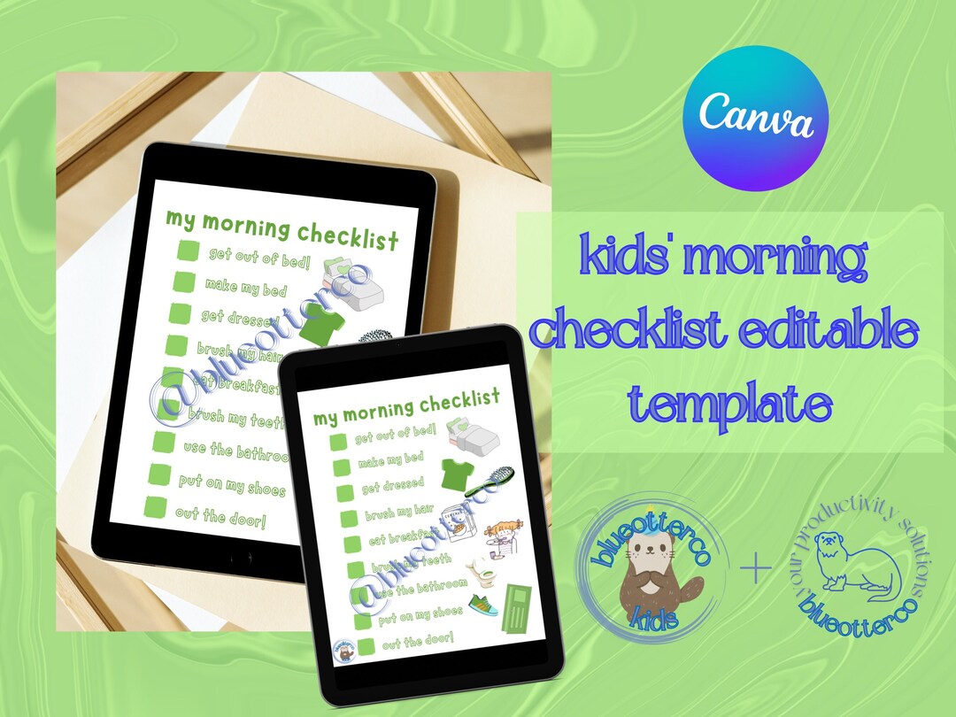 CANVA EDITABLE Kids' Morning Routine Checklist Printable: Keep Your ...