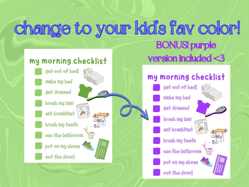 CANVA EDITABLE Kids' Morning Routine Checklist Printable: Keep Your ...