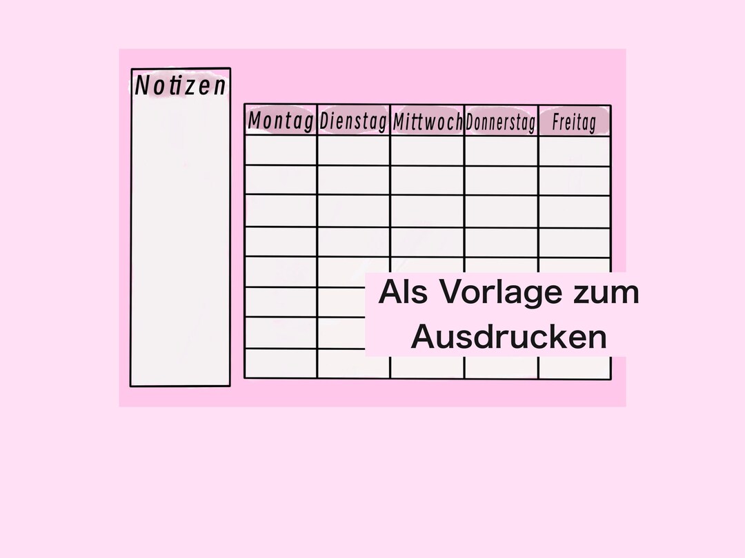 Pink Timetable for University or School as a Download for Printing - Etsy