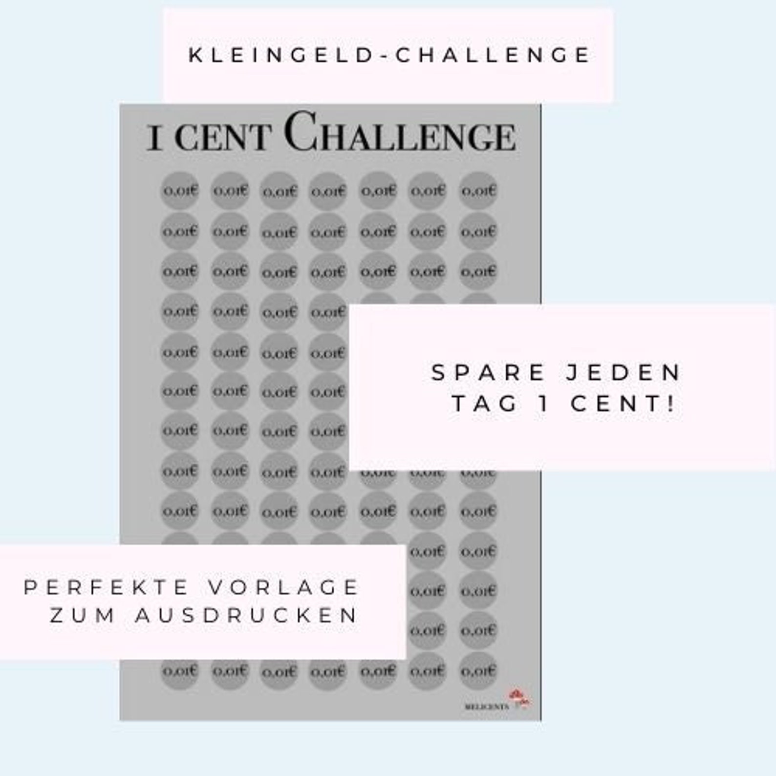 1 Cent Spar-Challenge | Kleingeld-Challenge als Download - Etsy.de