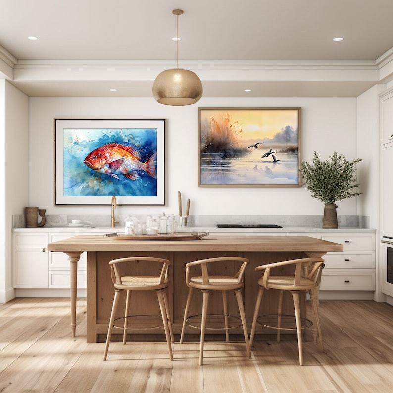 Red Snapper Watercolor Painting – Fishing Lodge Wall Art (digital ...