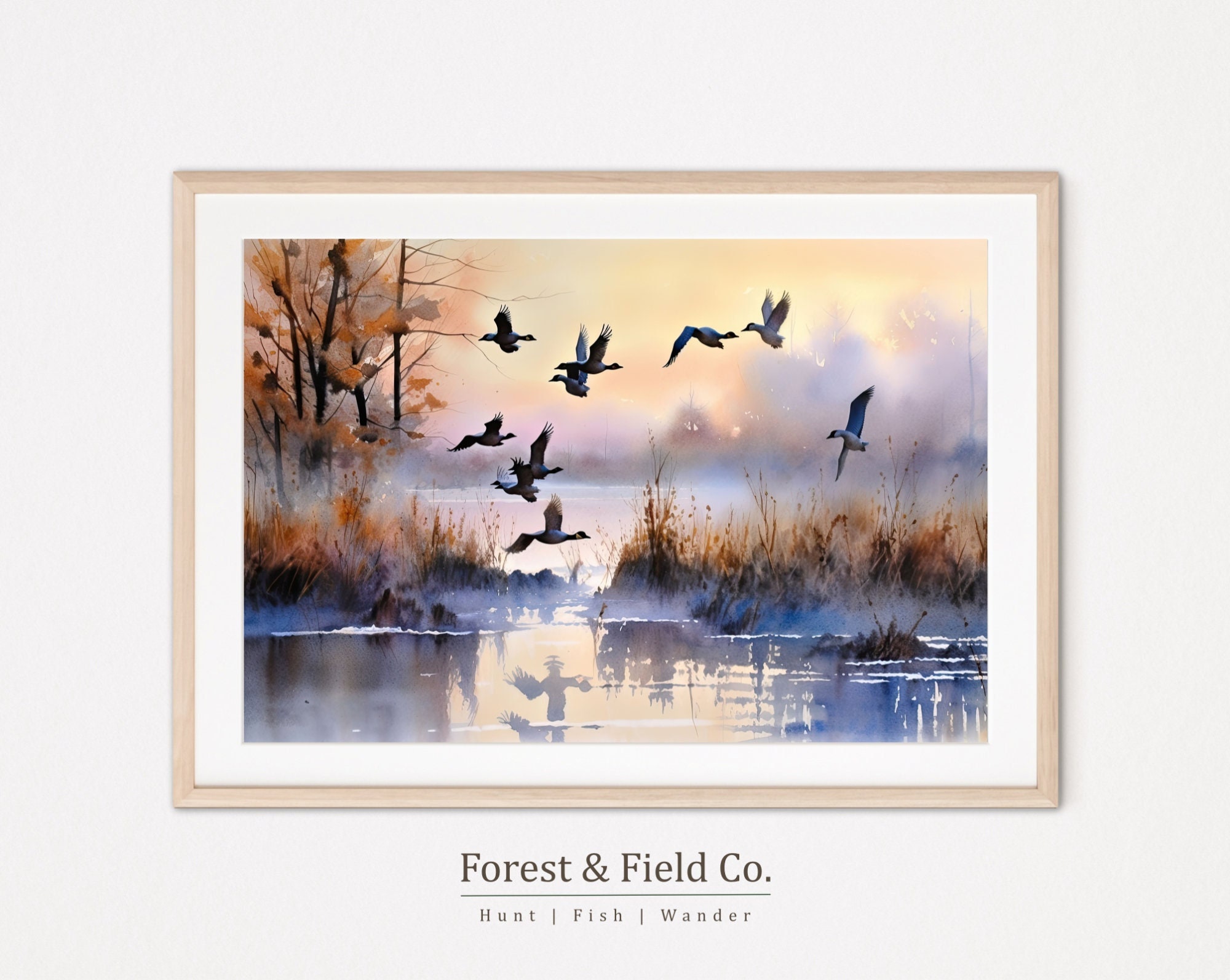 Thrilling Duck Hunt Scene Print - Ideal for Hunters, Captivating ...