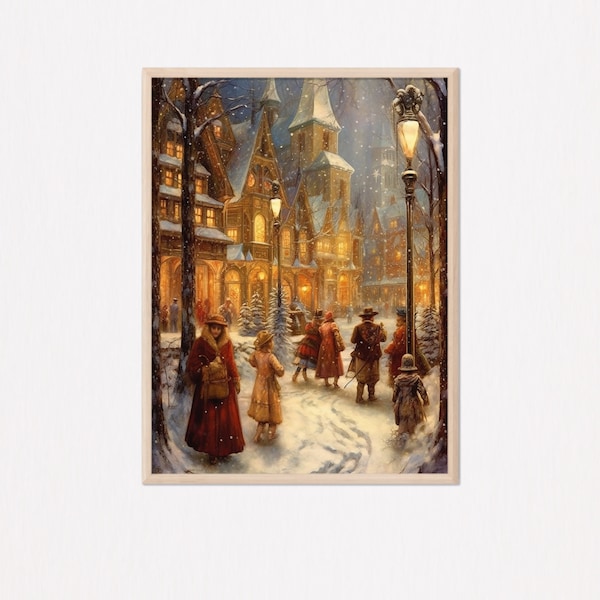 Large Christmas Village Art Print - Etsy